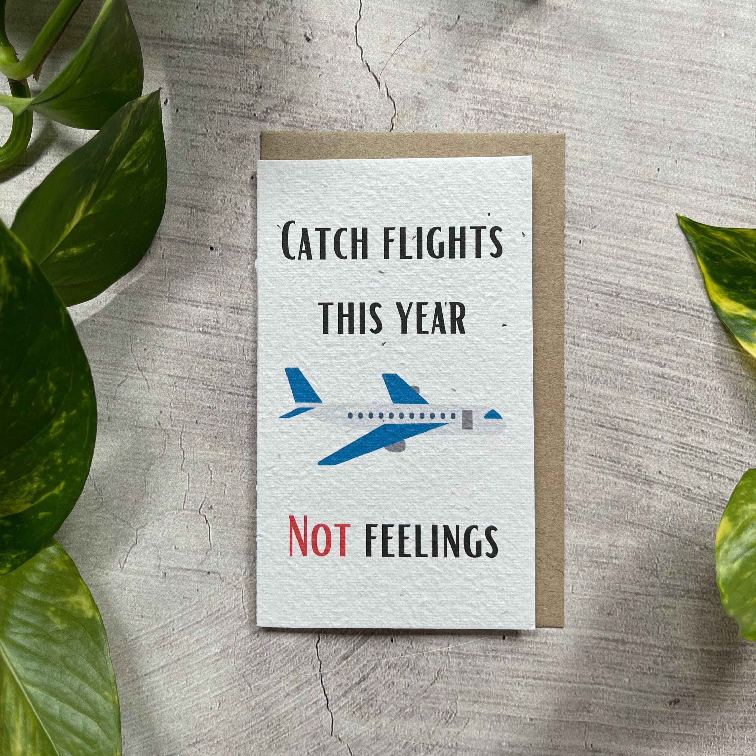 Plantable Catch Flights Not Feelings Funny Card – Planet Go Round